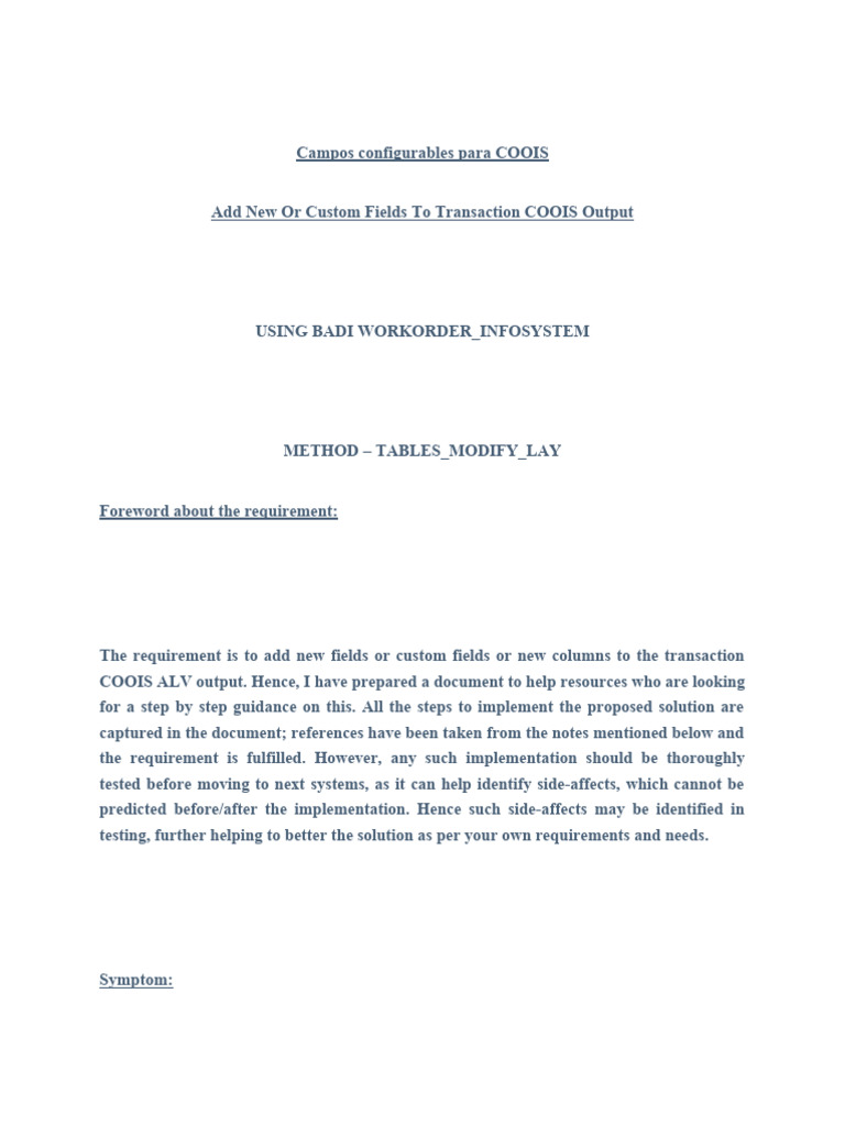 Campos Configurables para COOIS | PDF | Parameter (Computer Programming ...