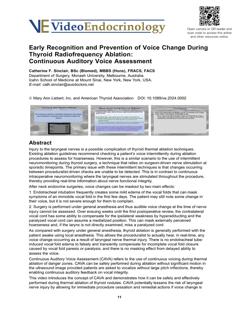 Early Recognition and Prevention of Voice Change During Thyroid ...