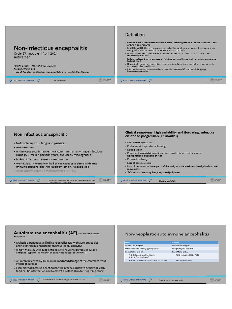 Non Infection Encephalitis | PDF | Autoimmune Disease | Diseases And Disorders