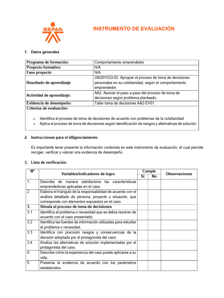 Ie Aa2 Ev01 | PDF | Toma de decisiones | Evaluación
