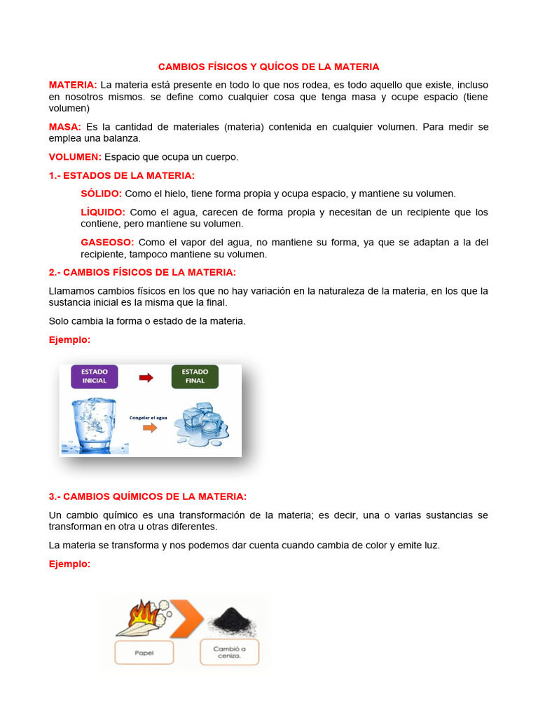 Cambios Físicos y Químicos de la Materia | PDF