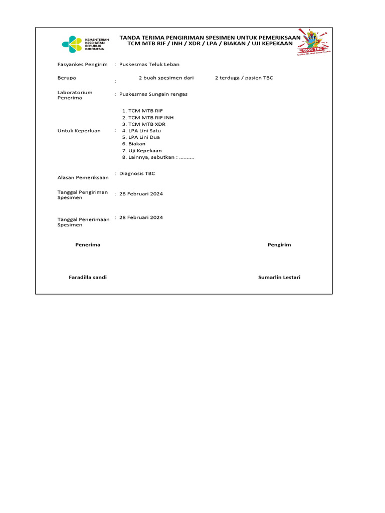 Klaim Sputum Dan TCM 2024 | PDF