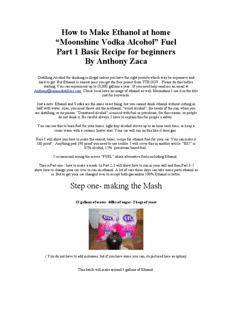 Homemade Ethanol Production Guide | PDF | Ethanol | Methanol