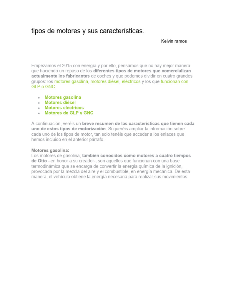 Tipos de Motores | PDF | Motor diesel | Motores