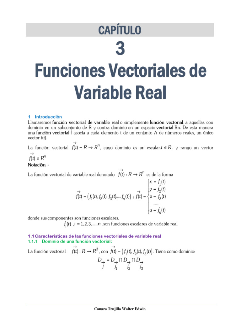 Cap3 Funciones Vectoriales de Variable Real | PDF | Curva | Vector Euclidiano
