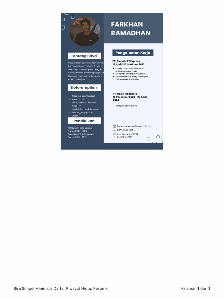 CV Farhan Ramadhan | PDF