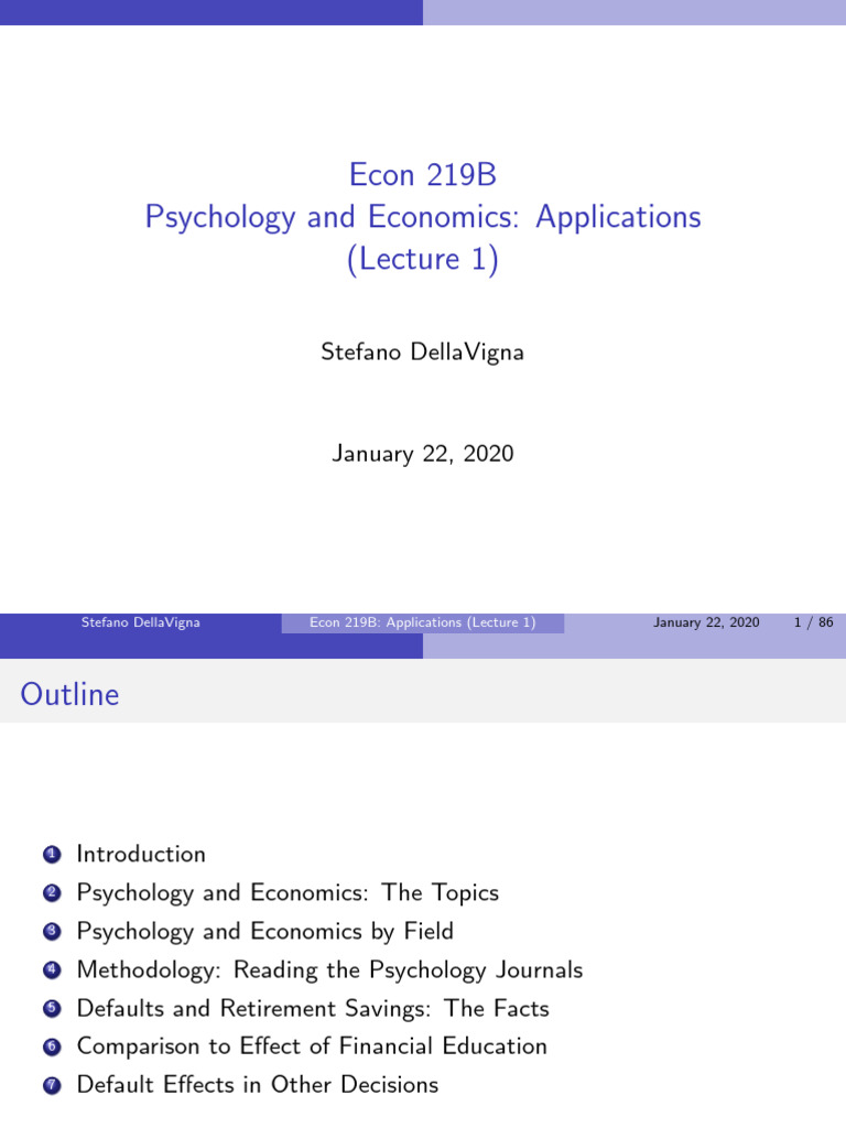 Lecture01 TimePref 2019 | PDF | Economics | Psychology