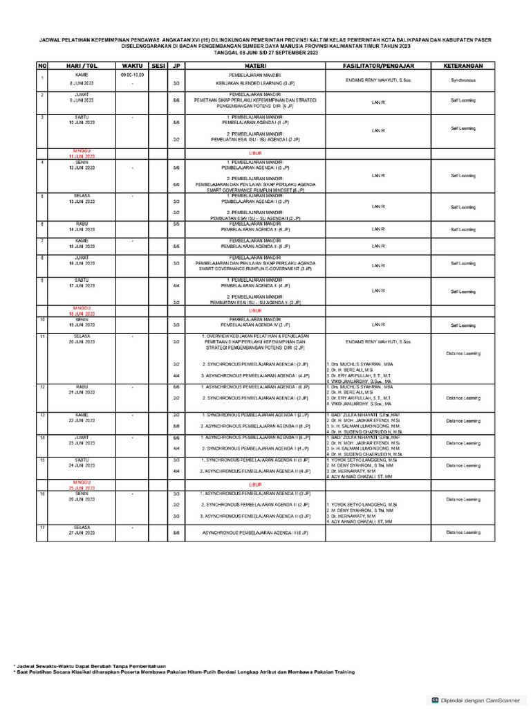 Jadwal PKP 16 Tahun 2023 | PDF