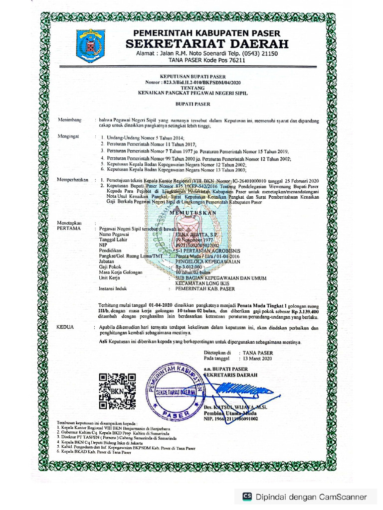 Pkp16 - Erna Juwita, SP - Dinas Perkebunan Dan Peternakan Kabupaten Paser | PDF