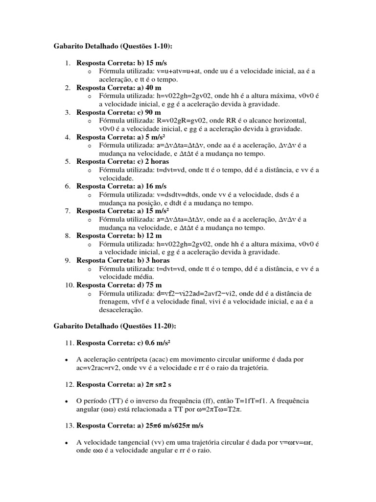 GABARITO - Lista - Revisão Recuperação | PDF | Ondas | Pressão GABARITO - Lista - Revisão Recuperação | PDF | Ondas | Pressão