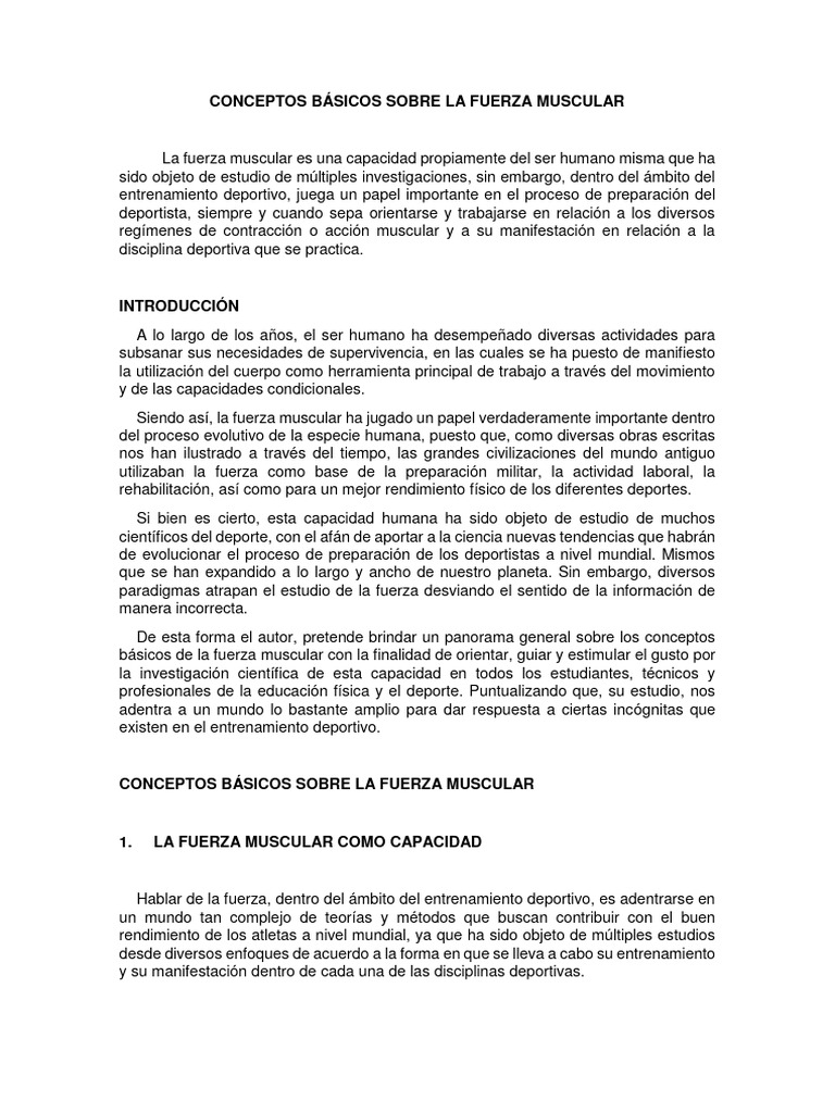 Conceptos Básicos Sobre La Fuerza Muscular | PDF | Contracción muscular ...