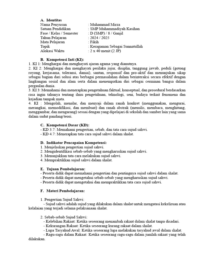 Modul Ajar Fikih Kelas 8 | PDF