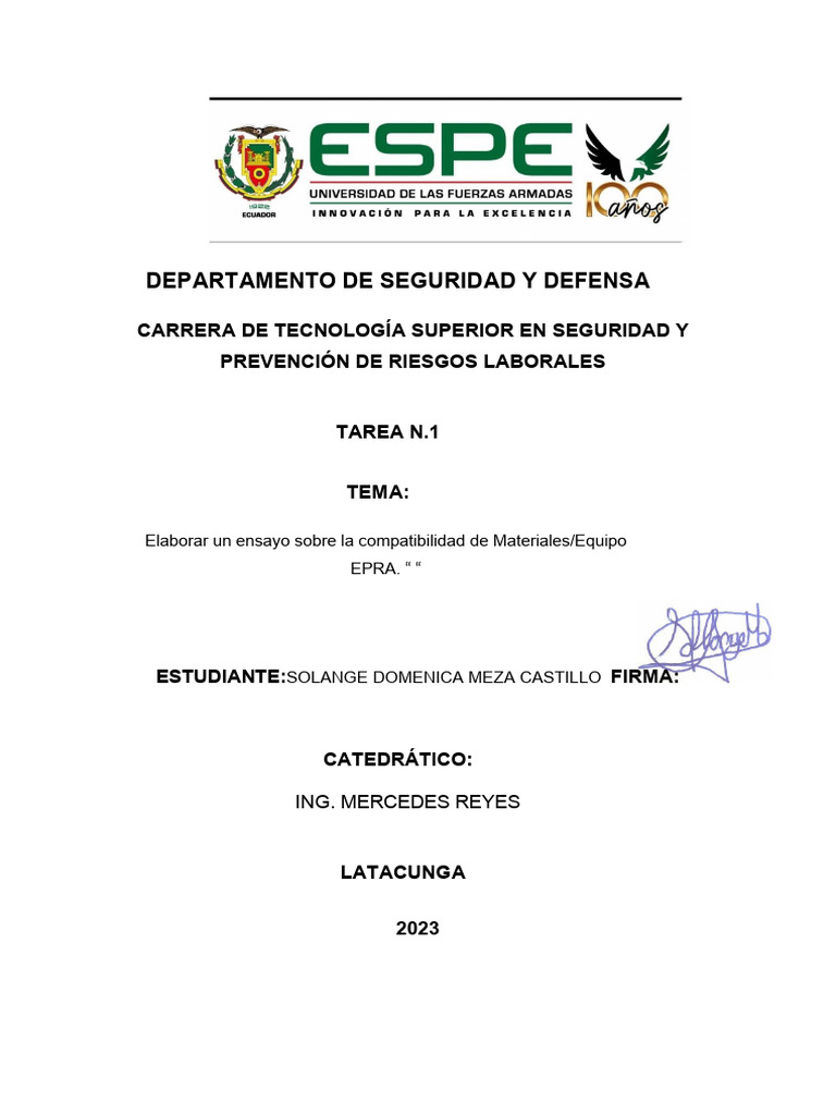 Ensayo sobre EPRA y compatibilidad química | PDF | Valores