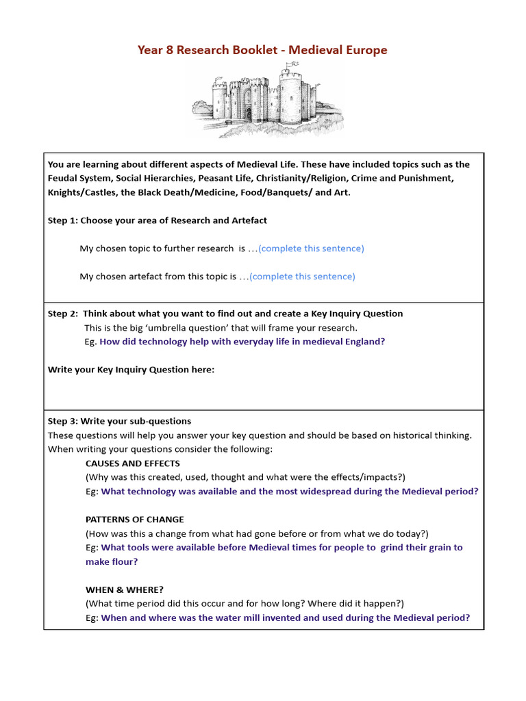 Year 8 Medieval Europe Research Guide | PDF | Artifact (Archaeology ...