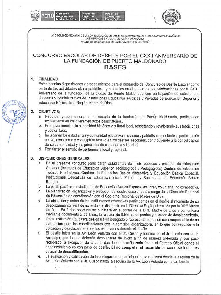 Bases Del Concurso Desfile | PDF