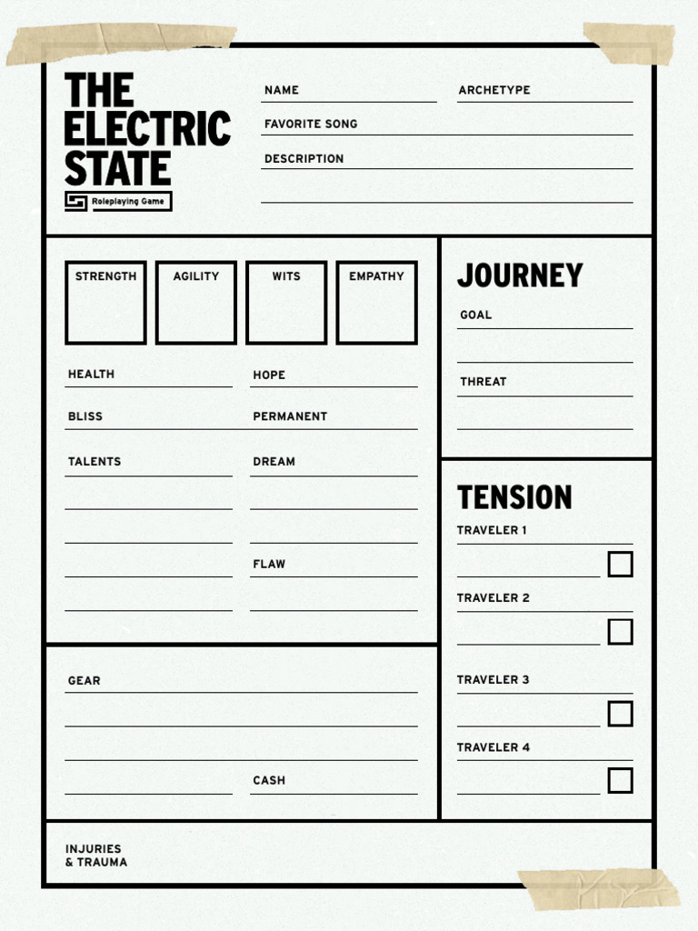 Electric State RPG Character Sheet | PDF