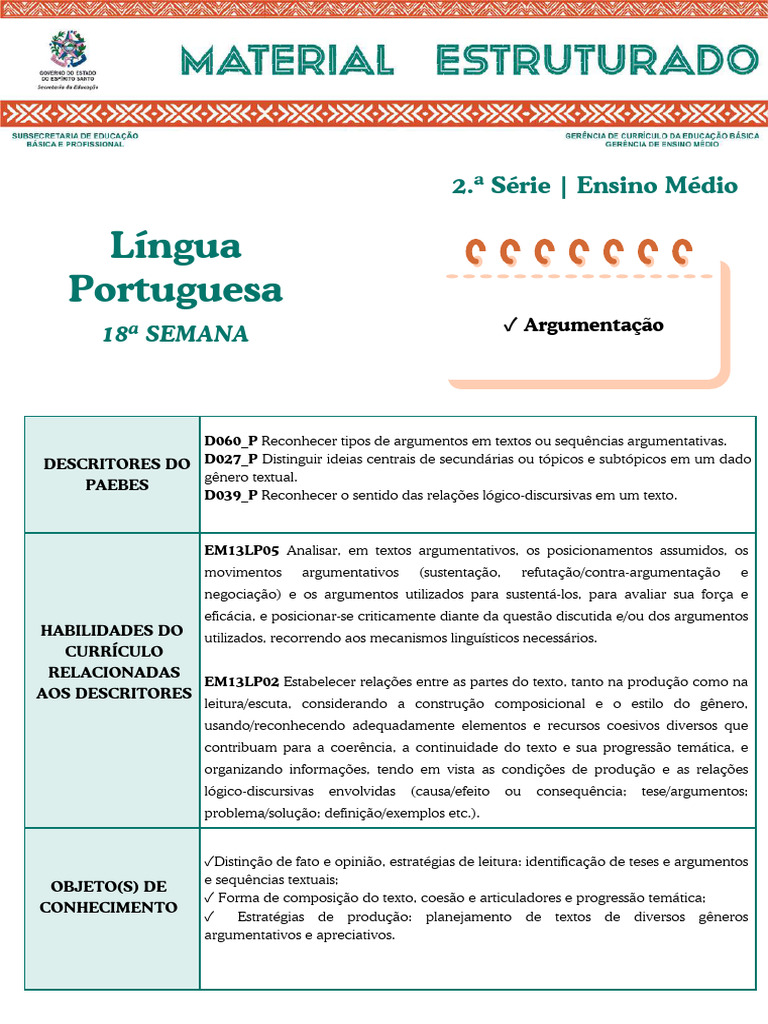 RPE 2a Serie 18a Semana ATUALIZADO - Compressed | PDF | Brasil | Argumento