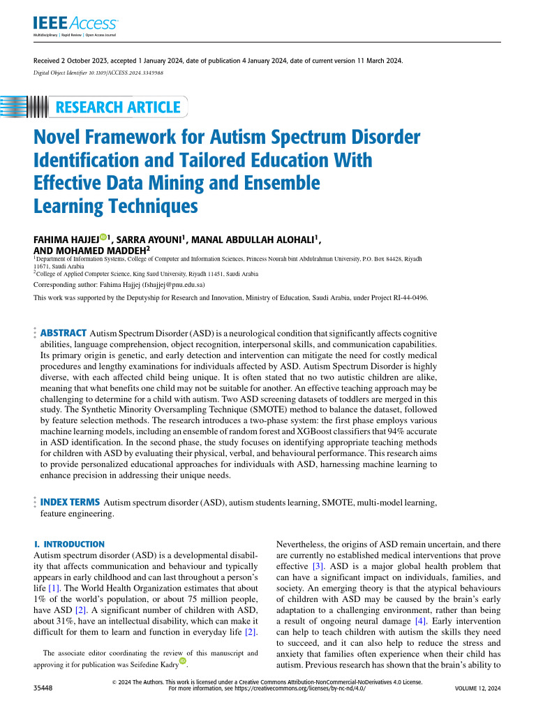 Novel Framework For Autism Spectrum Disorder Identification and ...