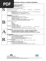 Isbar Escalation of Care Form | PDF