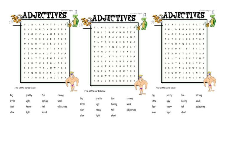 6 Sopa de Letras Adjectives | PDF