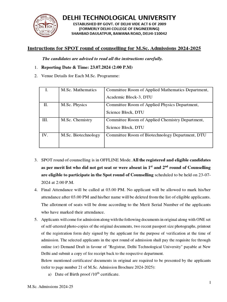 MSC Spot Schedule | PDF