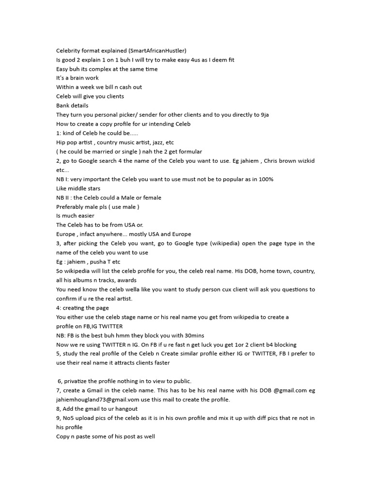 Celebrity Format Briefly Explained | PDF