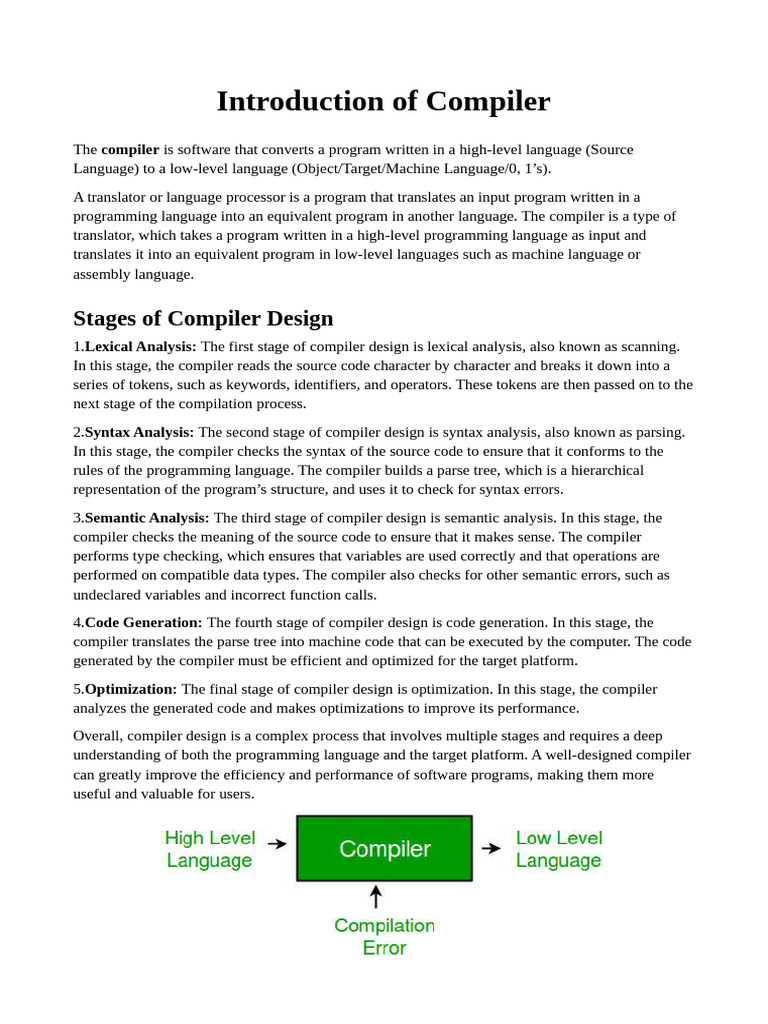 Introduction of Compiler | PDF | Compiler | Parsing