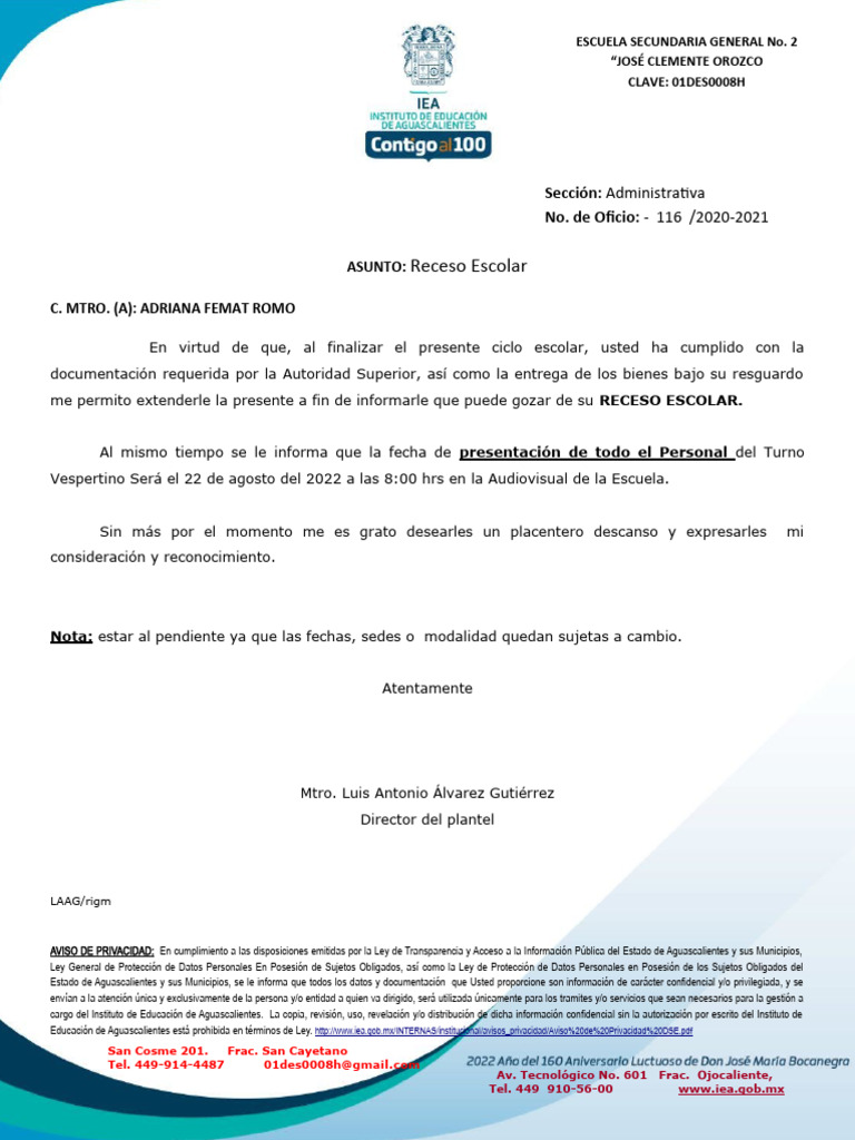 Receso Escolar T. V | PDF