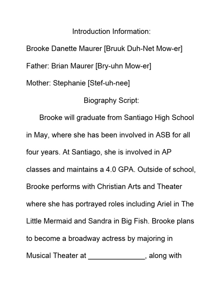 NCL Intro and Script Biography | PDF