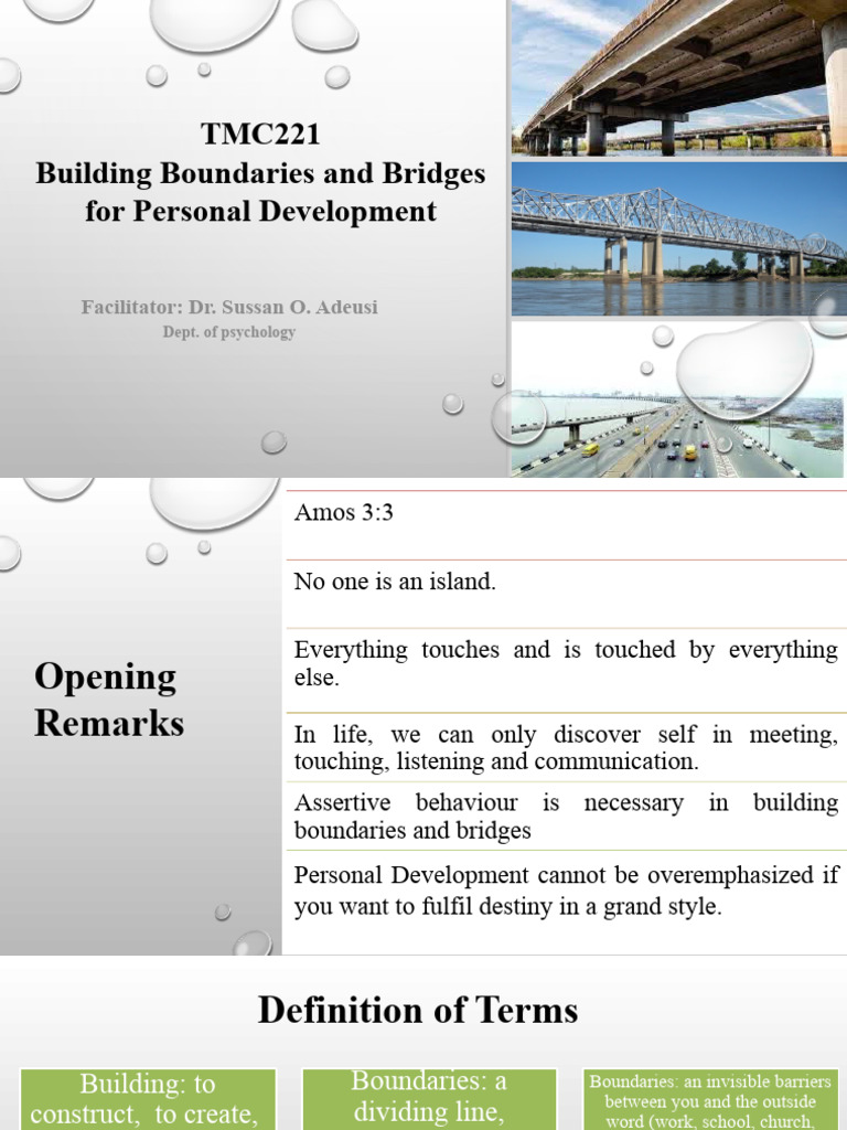 Tmc221 Building Boundaries And Bridges For Personal Development Pdf
