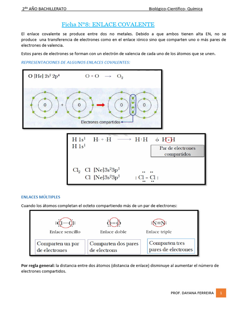 8 Enlace+covalente | PDF | Enlace químico | Enlace covalente