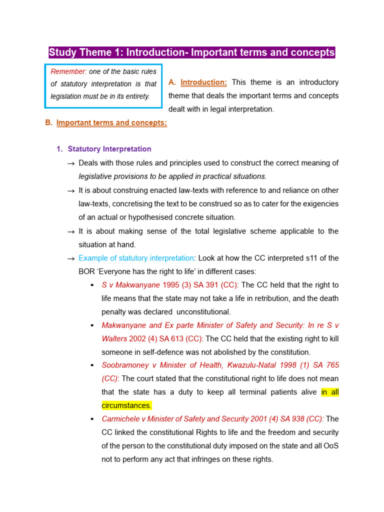Study Theme 1-Important Concepts | PDF | Constitution | Common Law