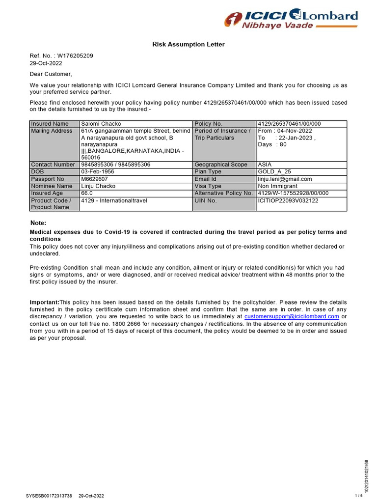 Risk Assumption Letter | PDF | Insurance | Prosthesis