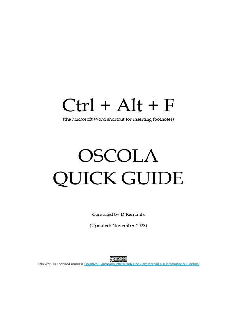 OSCOLA QUICK GUIDE (SECOND REVISION 2023) - Ref Style 2024 | PDF | Citation | Labour Law