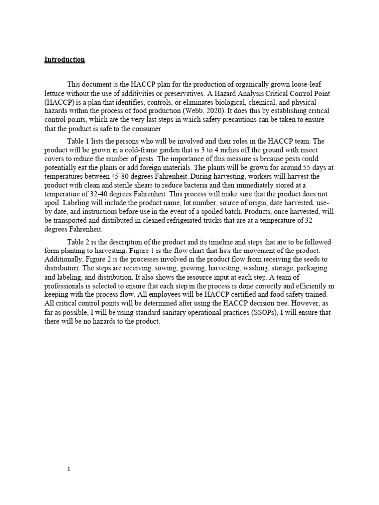 Haccp Plan | PDF | Hazard Analysis And Critical Control Points | Hazards