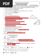 Practice Questions Trigonometry Class X | PDF | Trigonometric Functions | Angle