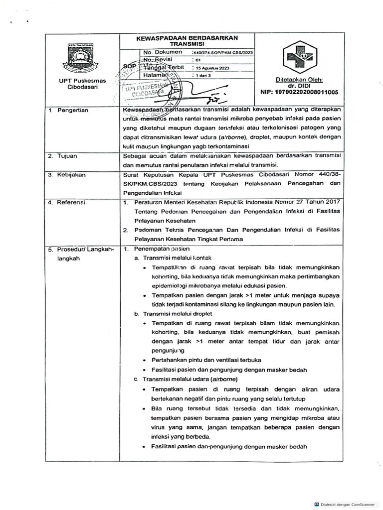 SOP Kewaspadaan Transmisi | PDF