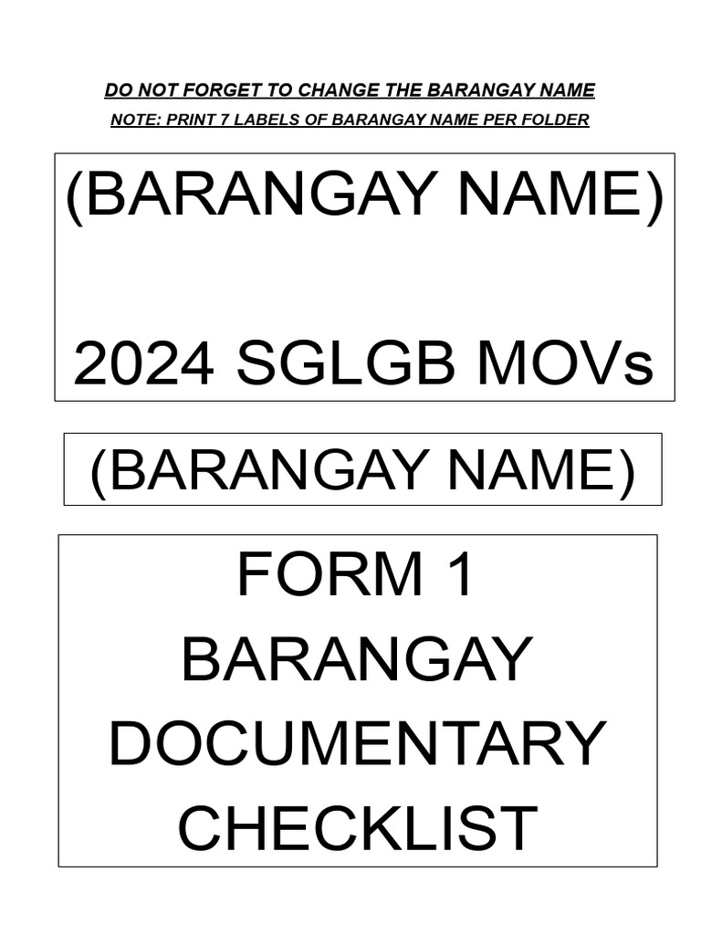 Barangay Document Checklist | PDF | Language Arts & Discipline ...