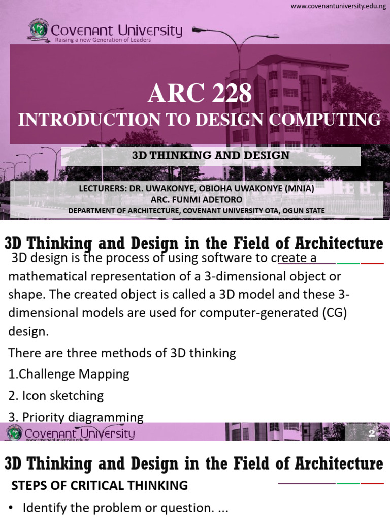 ARC 228 LECTURE - 2new - A | PDF | Geometry | 3 D Computer Graphics