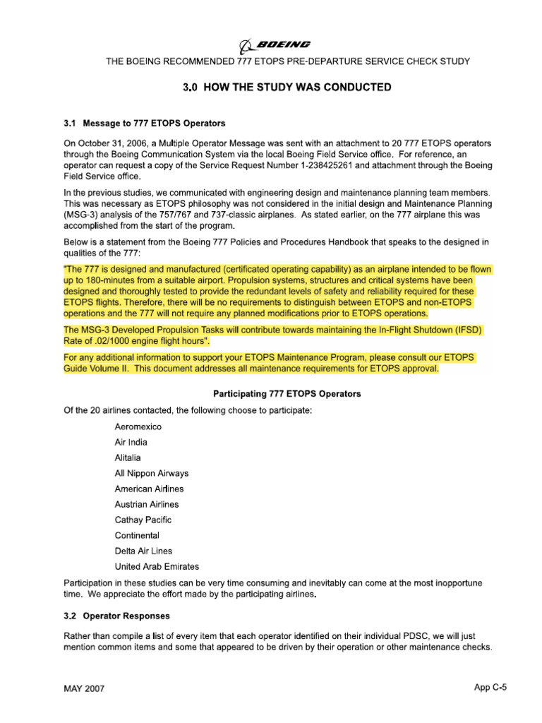 CMP B777 Certified For ETOPS 180 Min | PDF