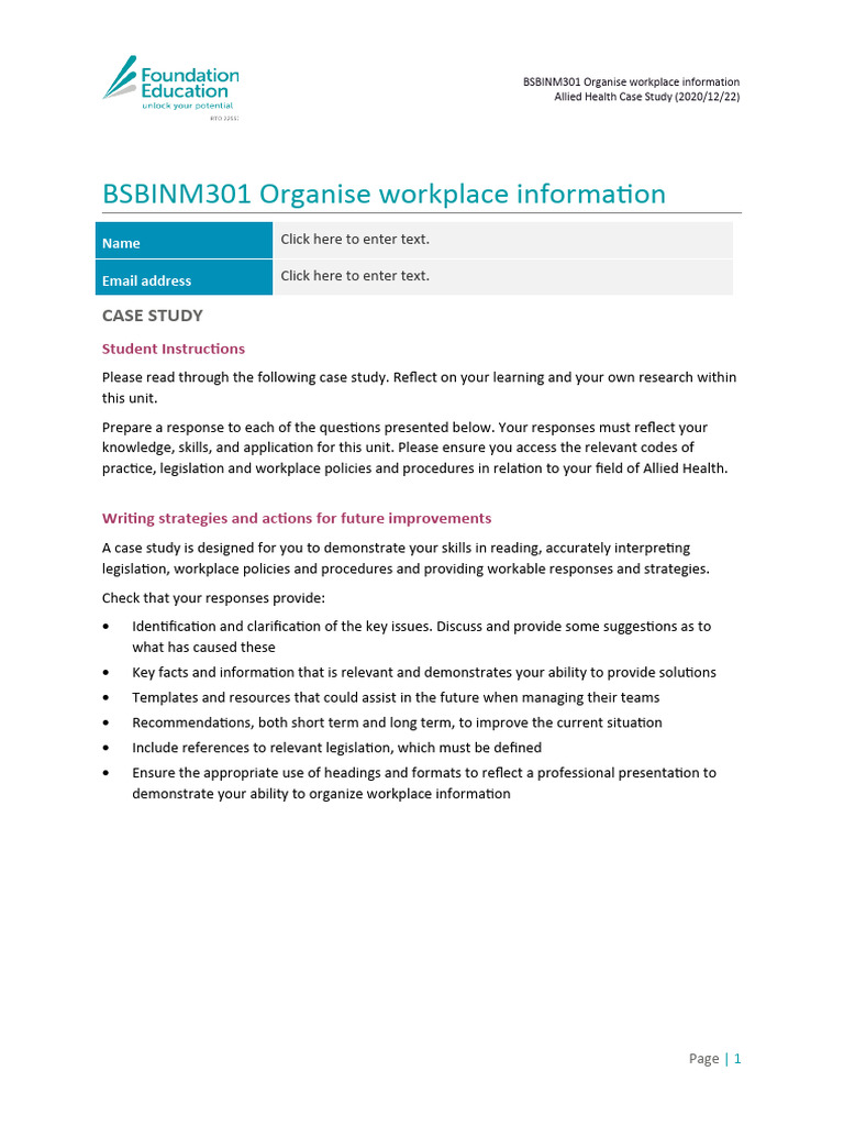 BSBINM301 Case Study (Allied Health) - v2 | PDF | Survey Methodology | Information