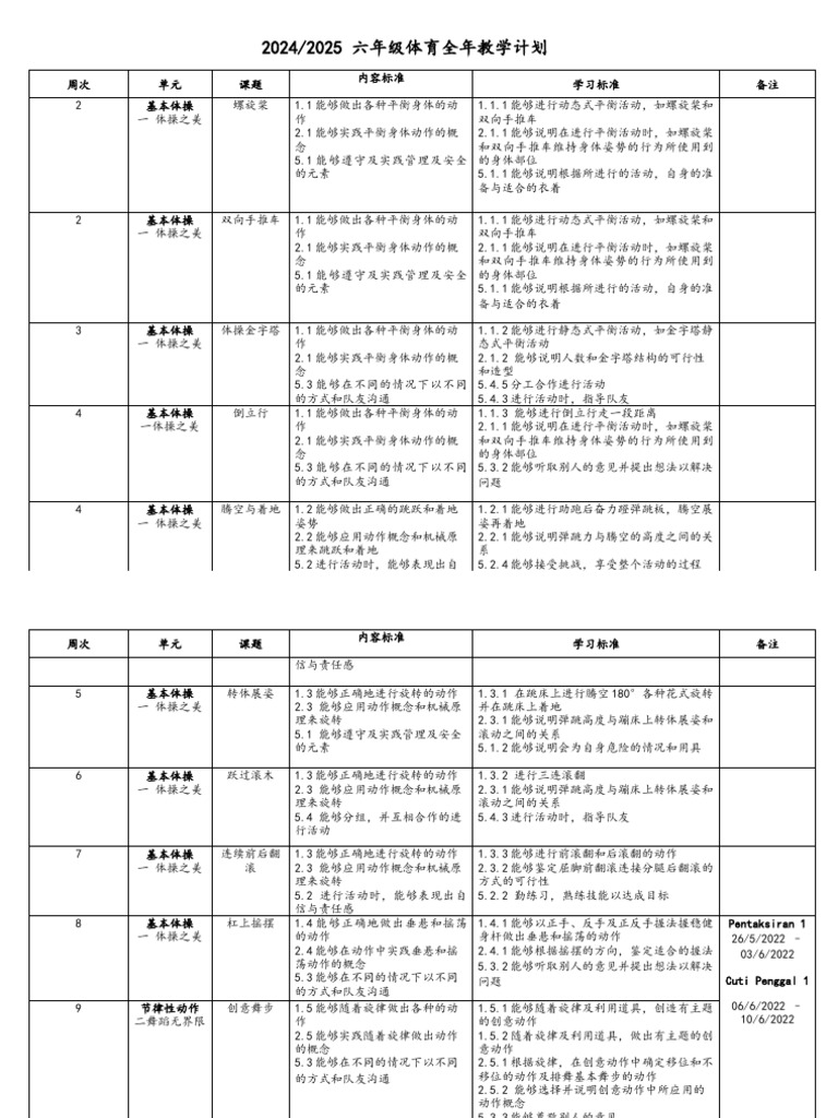 RPT PJ T6 2024 - 2025 | PDF