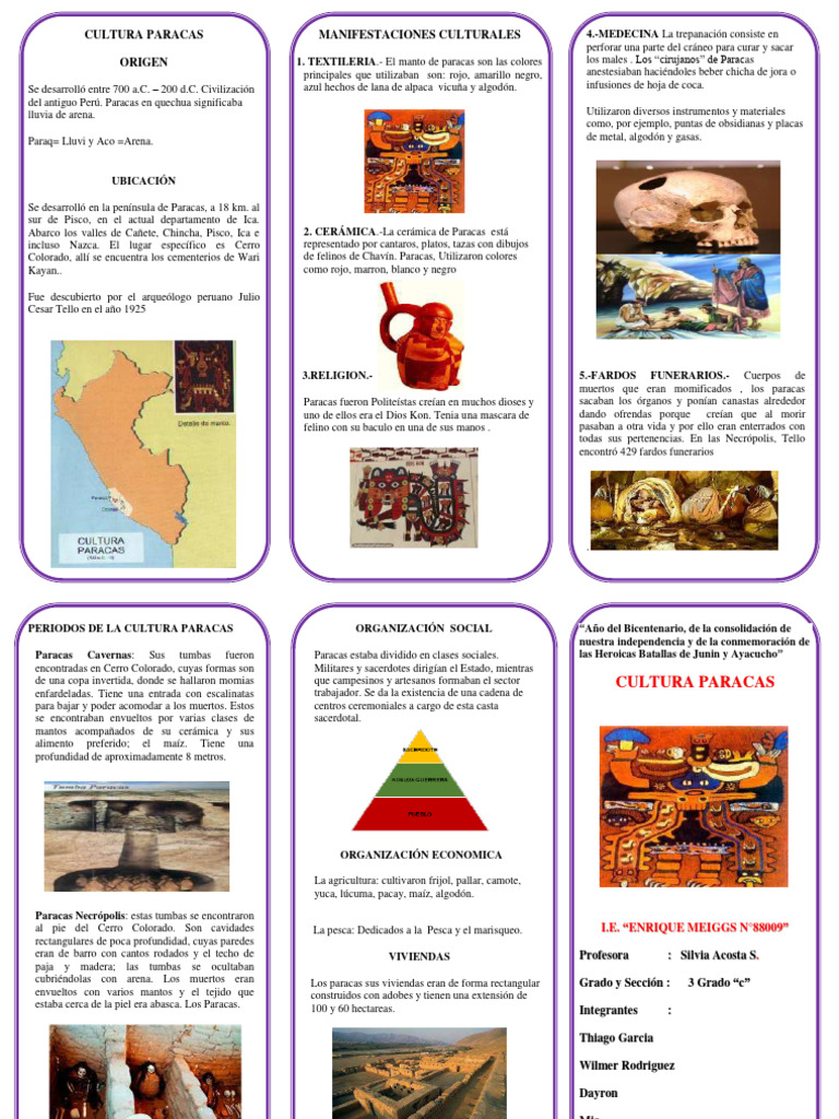 Triptico Cultura Paracas Pdf Era Precolombina