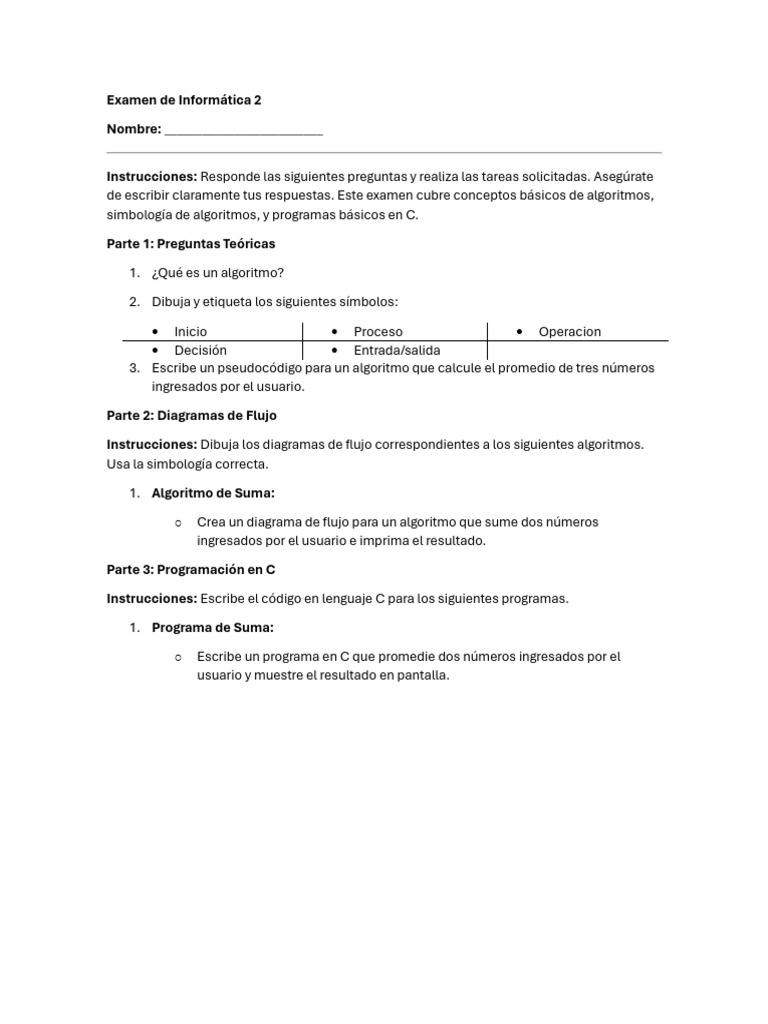 Examen de Informática 2 | PDF | Informática