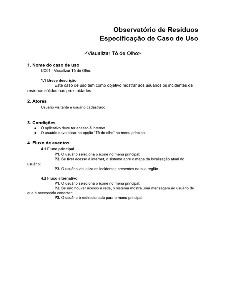 Especificacao de Caso de Uso | PDF | Internet | Fazer login