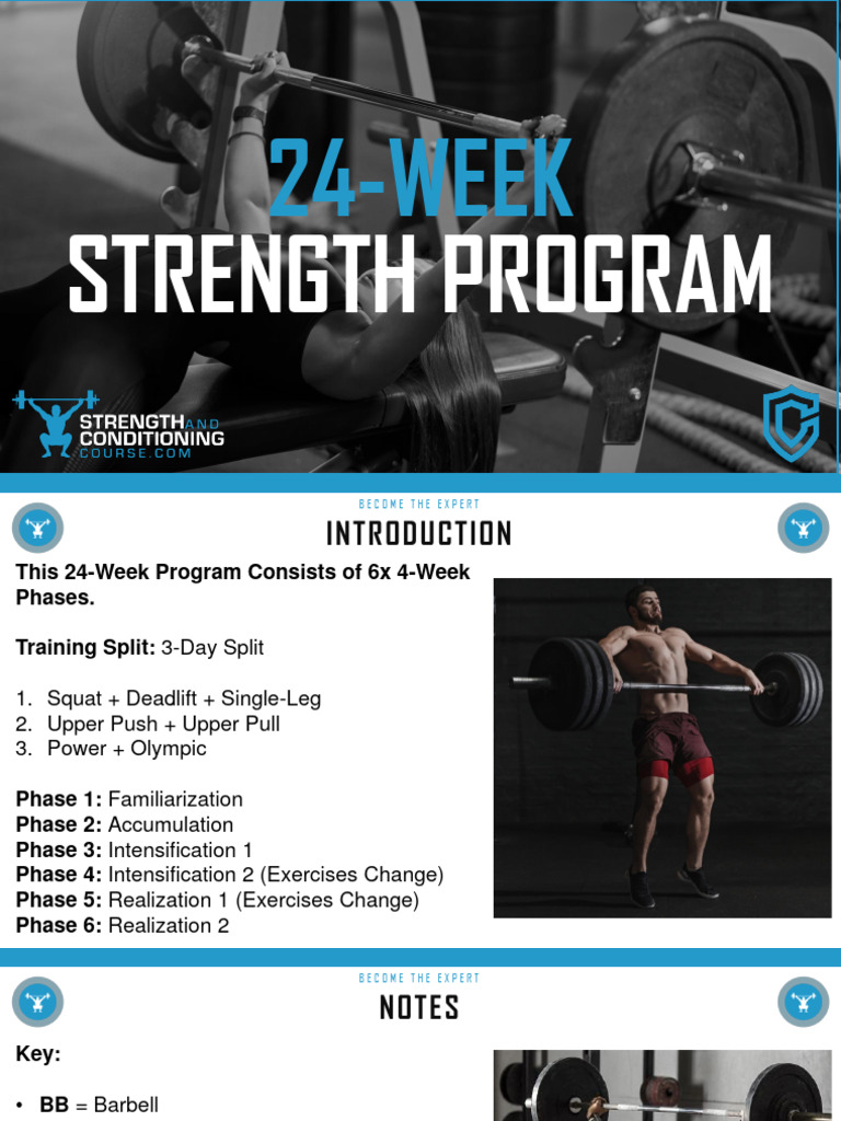 24-Week Strength Program | PDF | Strength Training | Physical Exercise