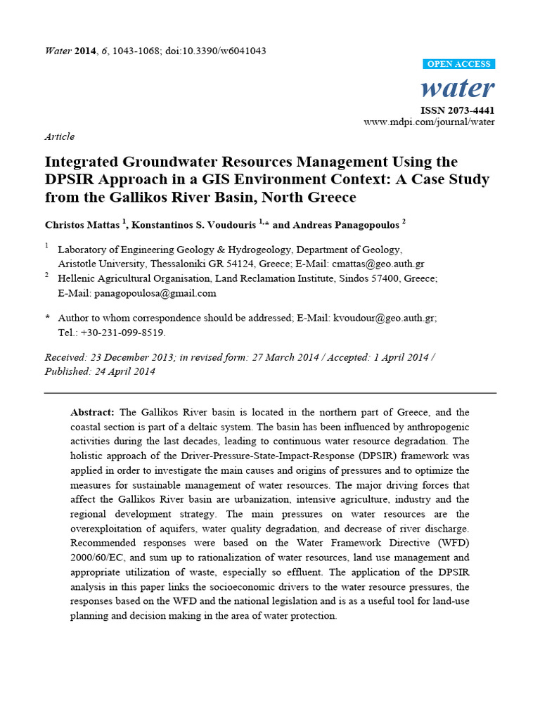 Integrated Groundwater Resources Management Using the Dpsir 2vj7zb0z3r ... Integrated Groundwater Resources Management Using the Dpsir 2vj7zb0z3r ...