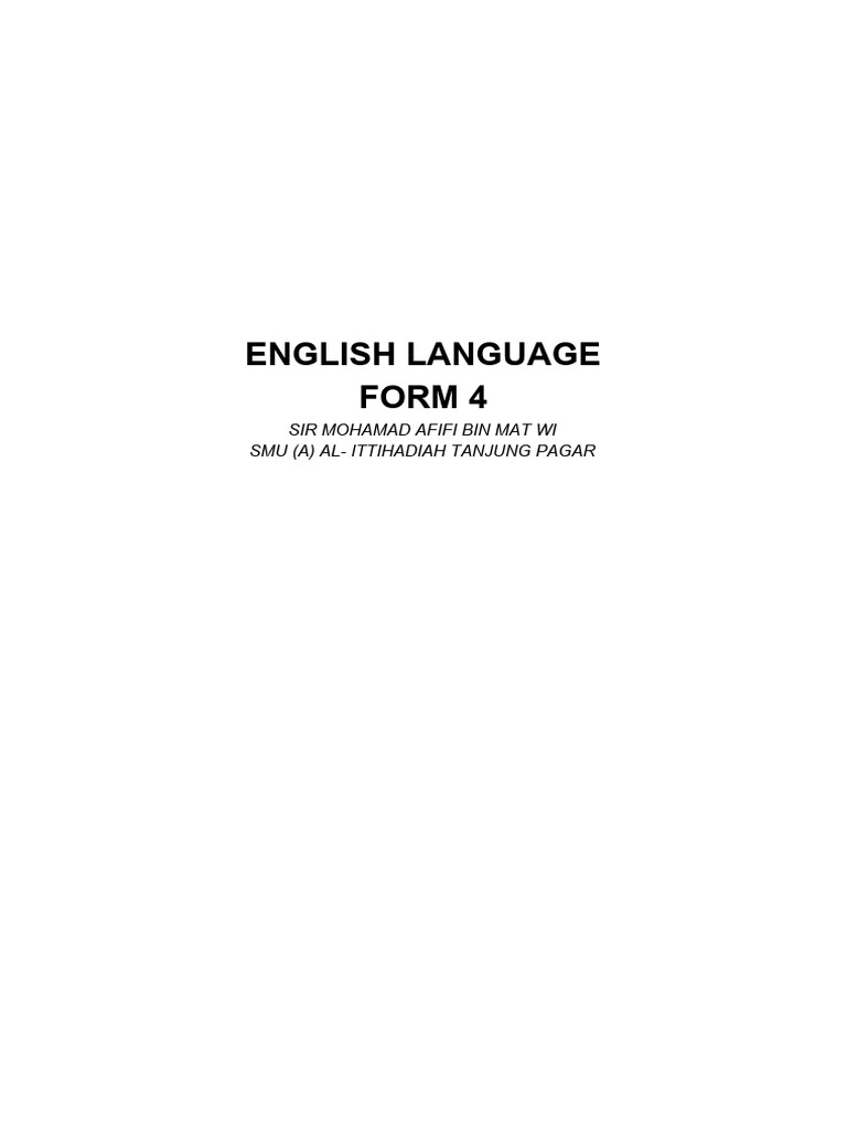 RPT - English Form 4 - Sir Afifi | PDF | Verb | Linguistics