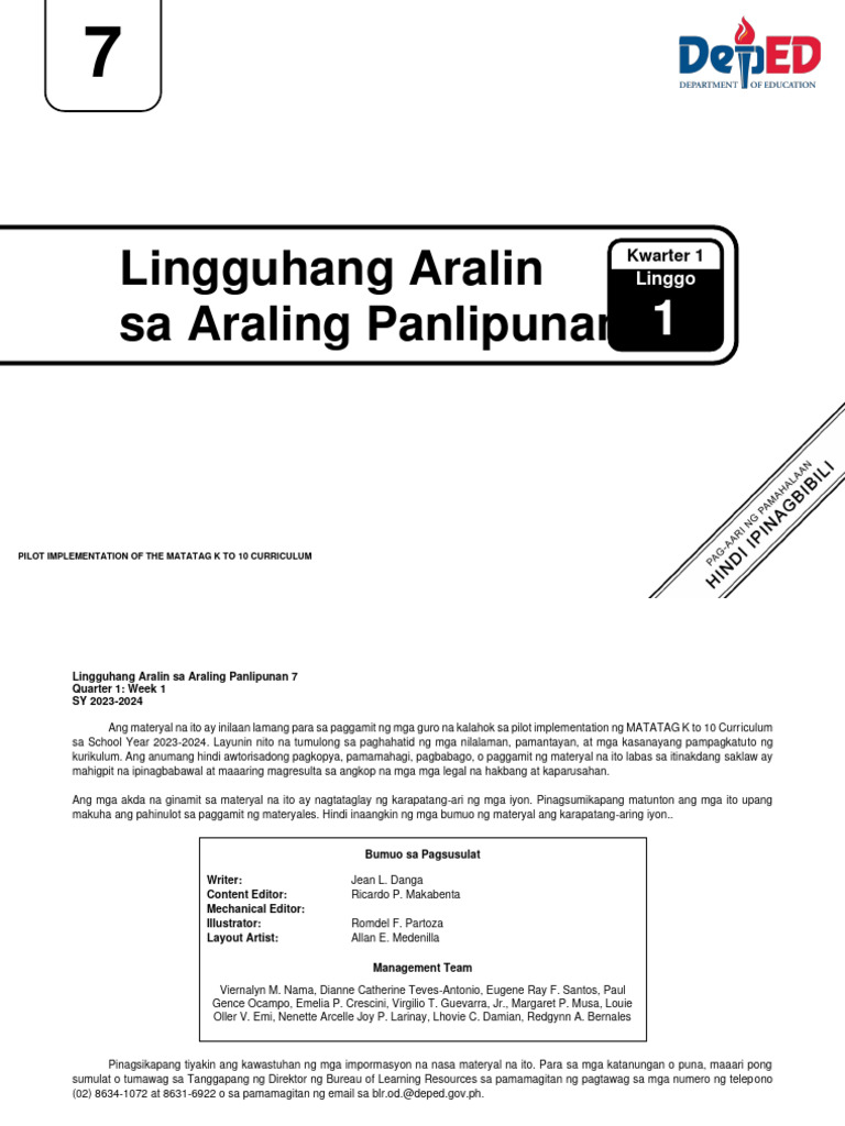 AP 7 Matatag Curriculum Lesson 1 | PDF