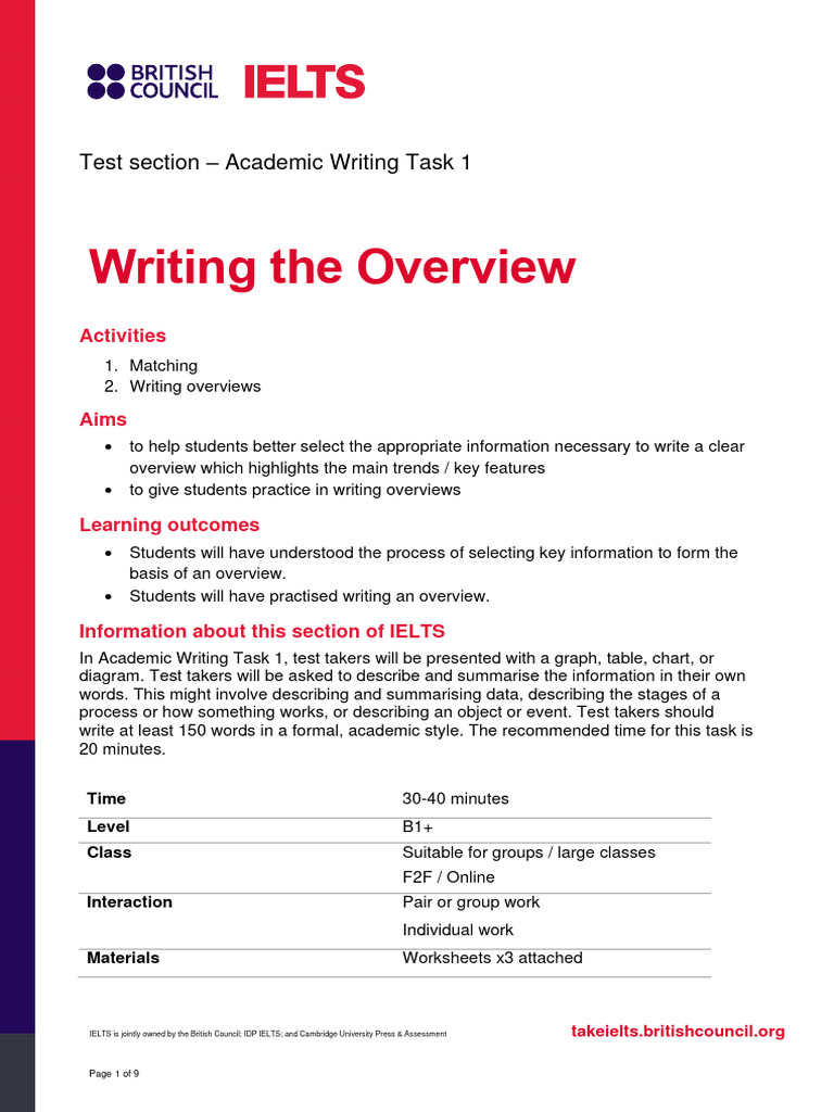 Academic Writing Task 1 Writing The Overview 0 | PDF | International ...